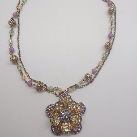 Jewelry | Multirhinestone Flower Necklace | Poshmark